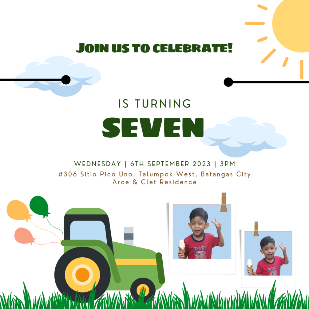 7th B-day Invitation Card