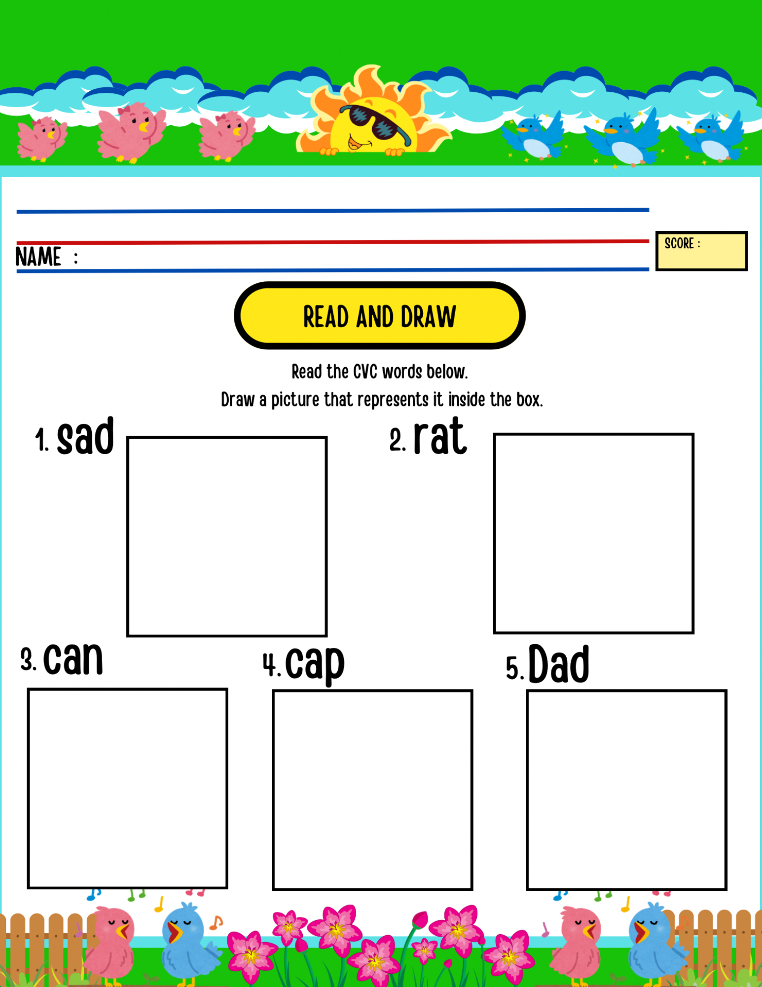 CVC WORDS ACTIVITY WORKSHEETS (printable and editable to canva)