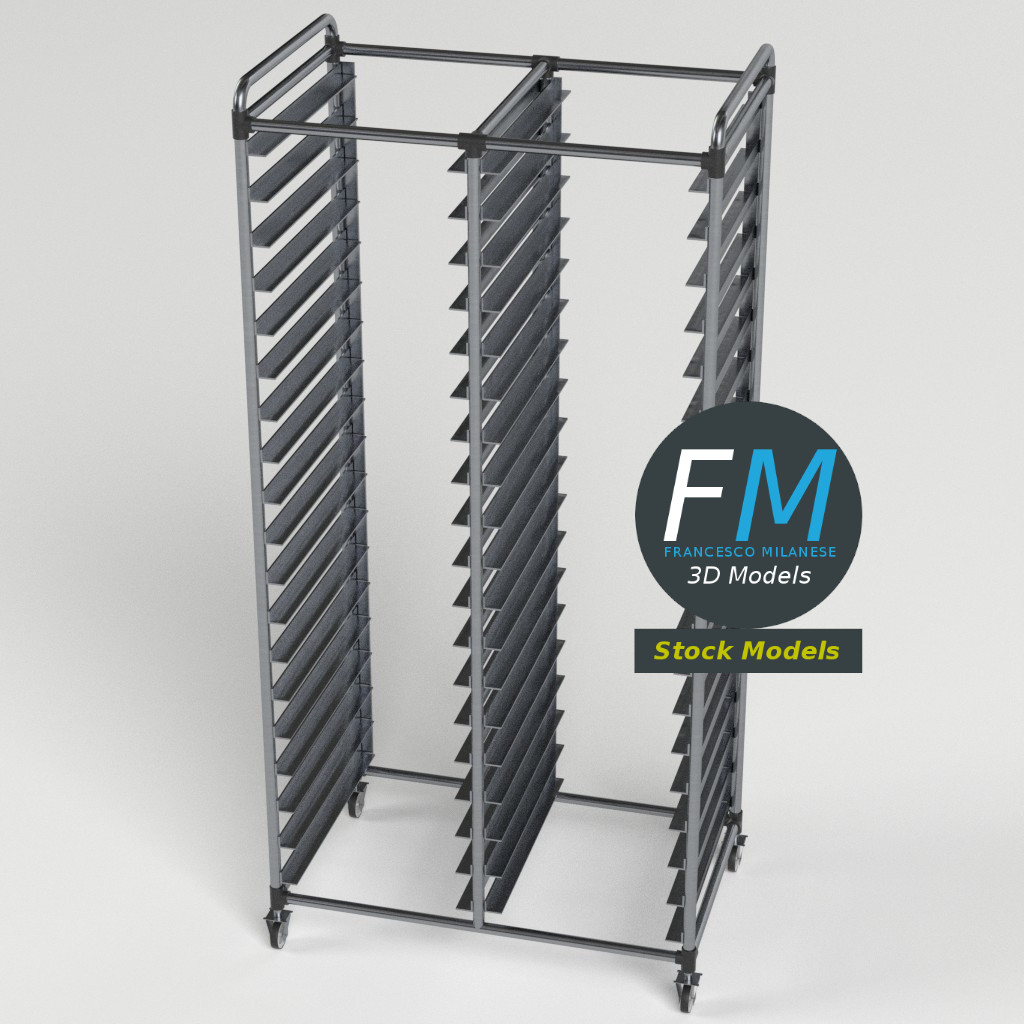 3D MODEL - Double canteen tray trolley