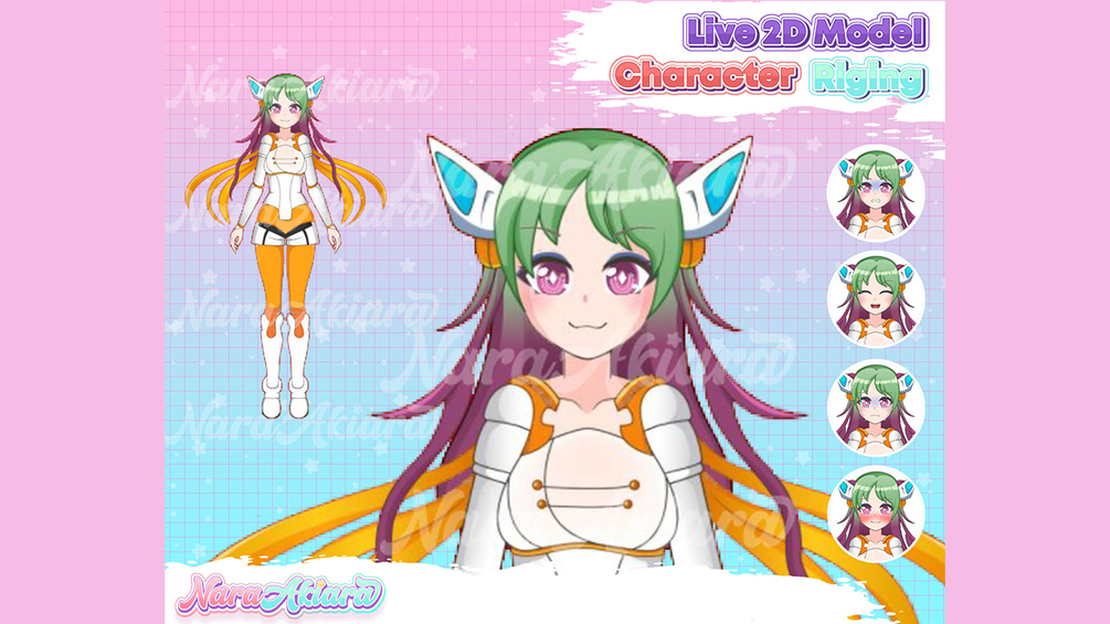 Vtuber Model and Rigging Anime Yellow Cyber Girl Premade, Live2d ready ...