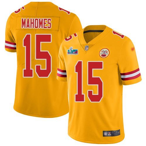 Patrick Mahomes Kansas City Chiefs Gold Jersey w/ Super Bowl LVII Patch