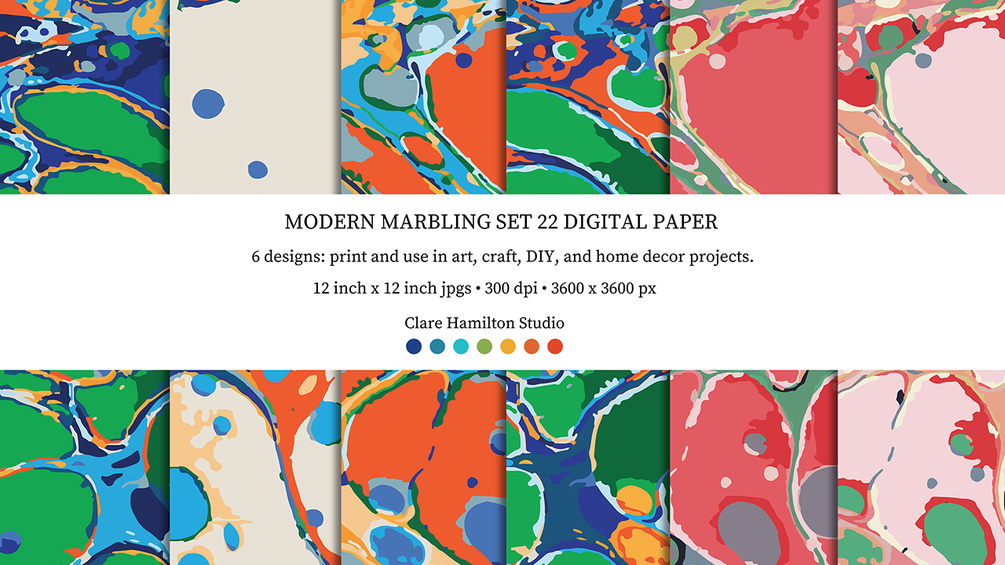 Modern Marbling Paper Set 22 Digital Paper