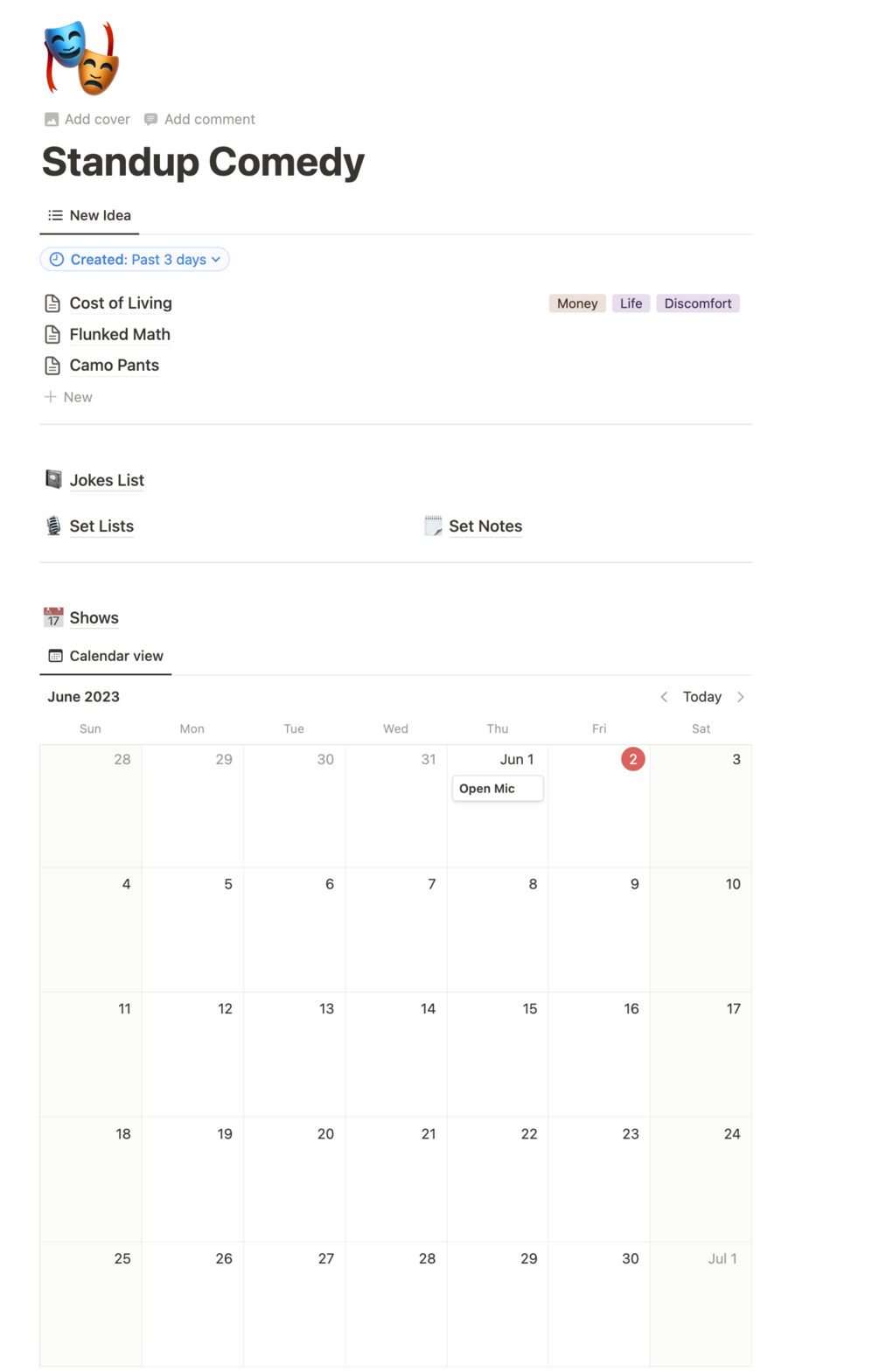 Stand Up Comedy Joke Book and Set Tracker