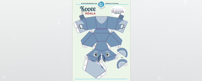 Printable DIY Papercraft Toy - Kooee the Koala