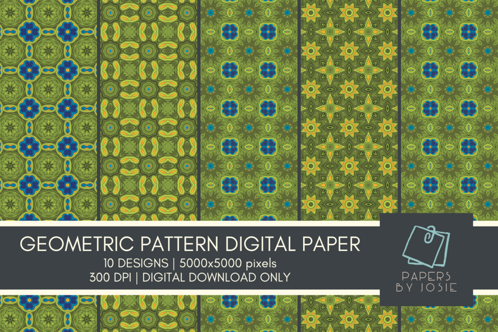 Green and Blue Geometric Pattern Digital Paper
