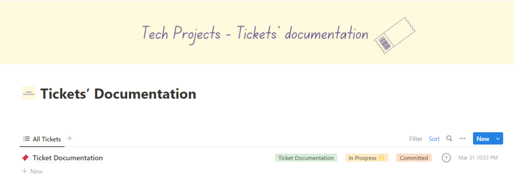 Dev Tickets Documentation Notion Template