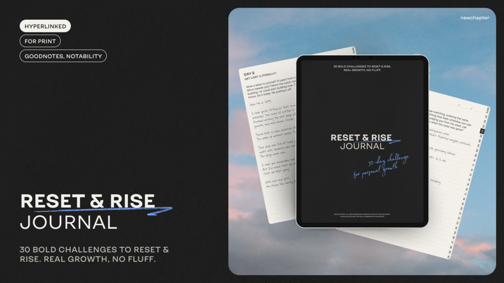 Reset & Rise Journal – 30 Days to Heal from Burnout and Rebuild Your Mindset