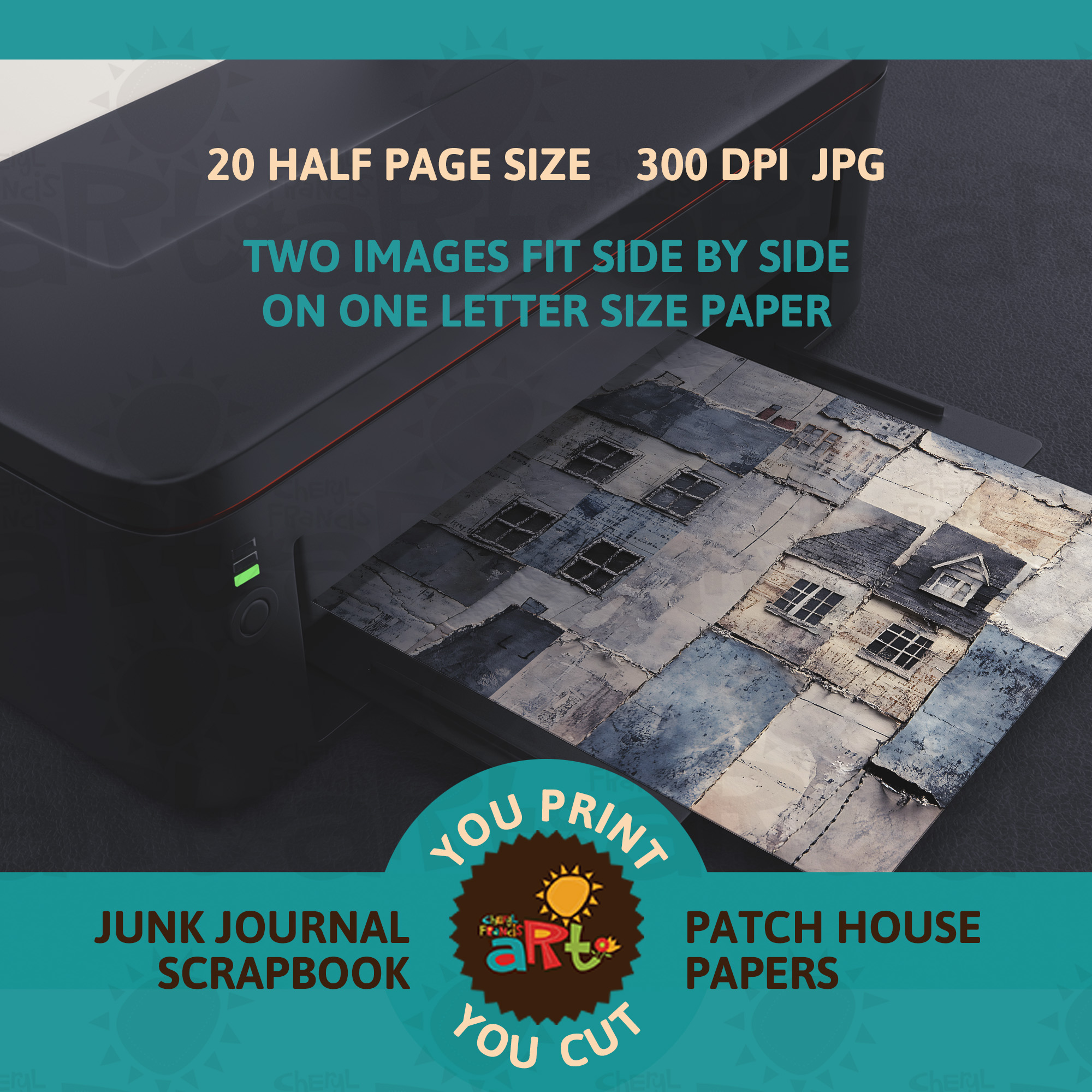 20 pc Patch Paper House Muted Color Collage Printable Junk Journal Half ...