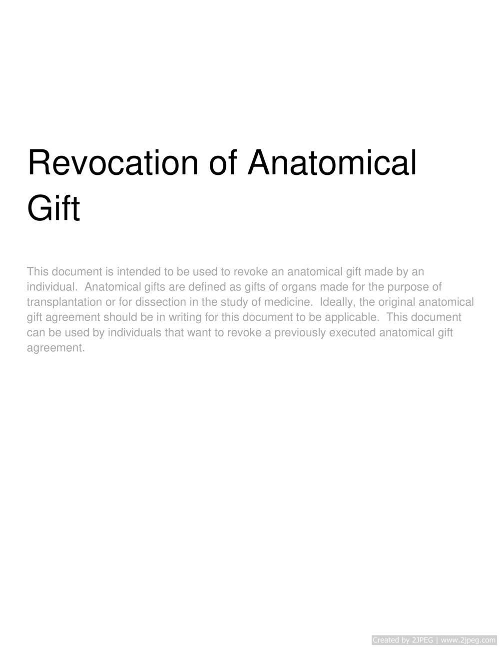 Revocation of Anatomical Gift