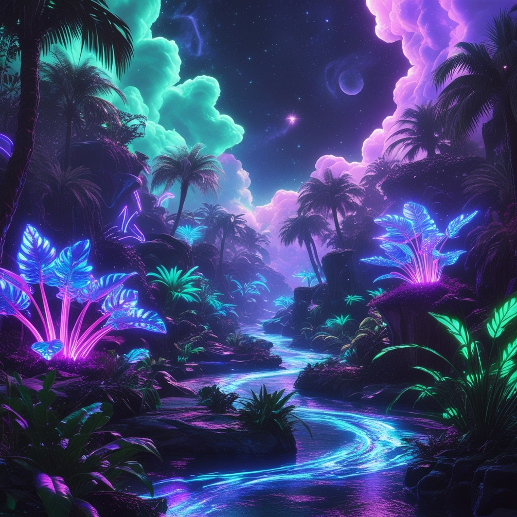Neon Jungle Dreamscapes – Vaporwave Sci-Fi Wallpapers (4K)Dreamscapes
