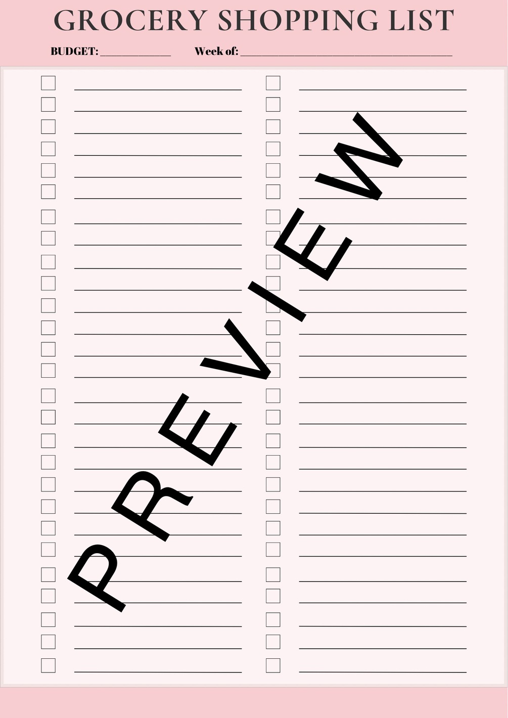 Grocery Shop Bullet List 2 - PINK