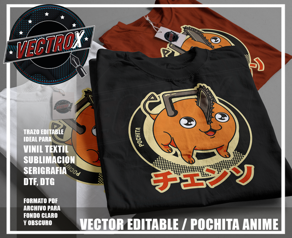 Vector Editable - Pochita Anime