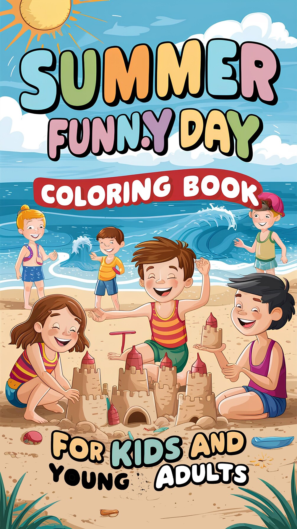 SUMMER FUNNY DAY COLORING BOOK FOR KIDS AND YOUNG ADULTS