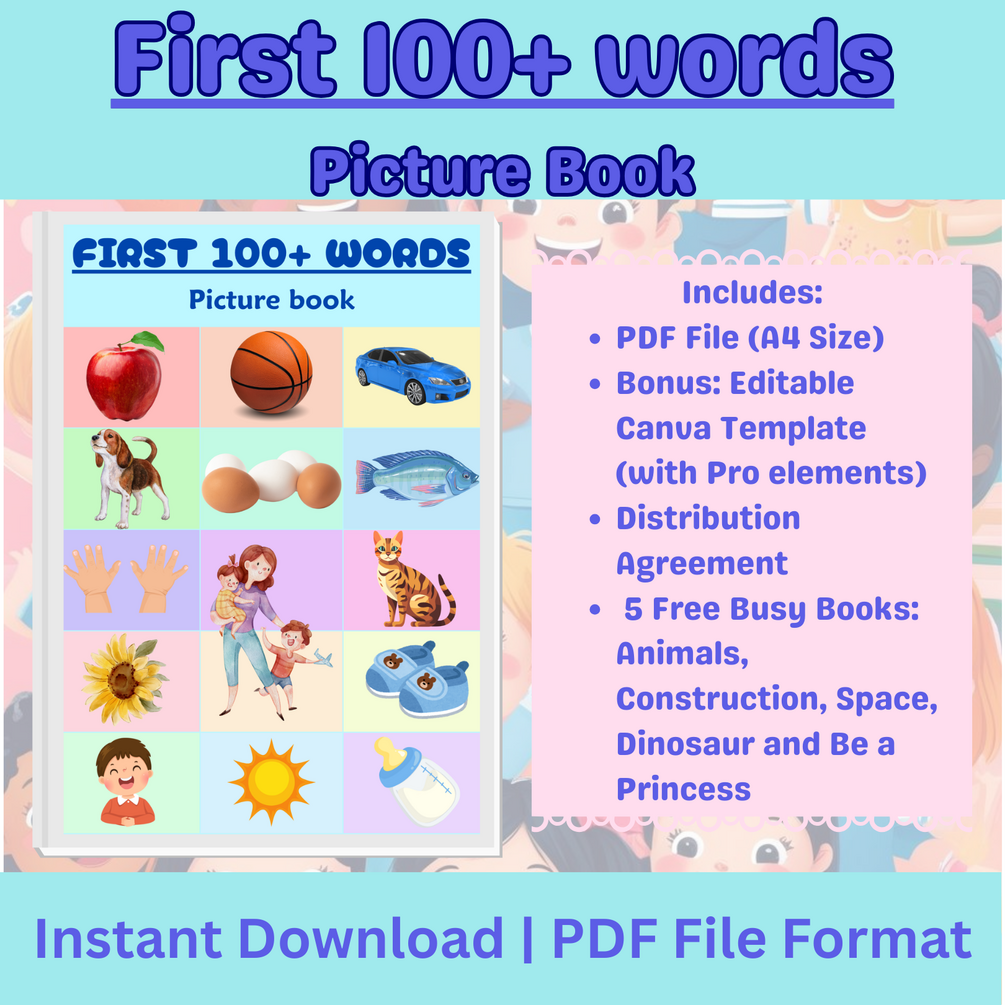 First 100 Words Picture Book for Baby and Toddlers | Pastel Early ...