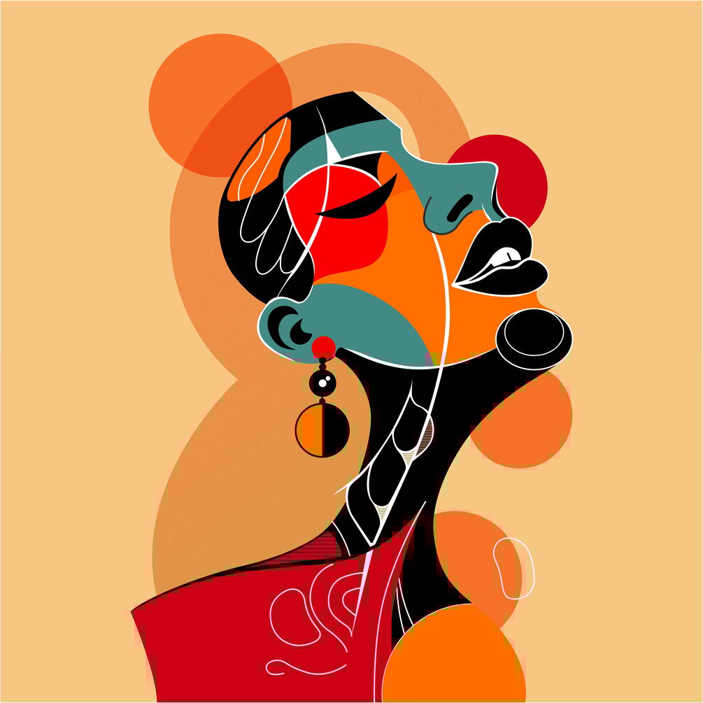 Flat design portrait with abstract shapes 25