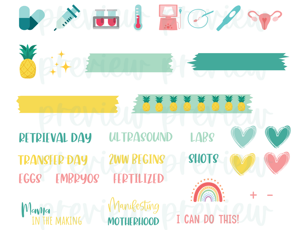 IVF Digital Stickers - print and cut for Cricut, digital scrapbooking ...