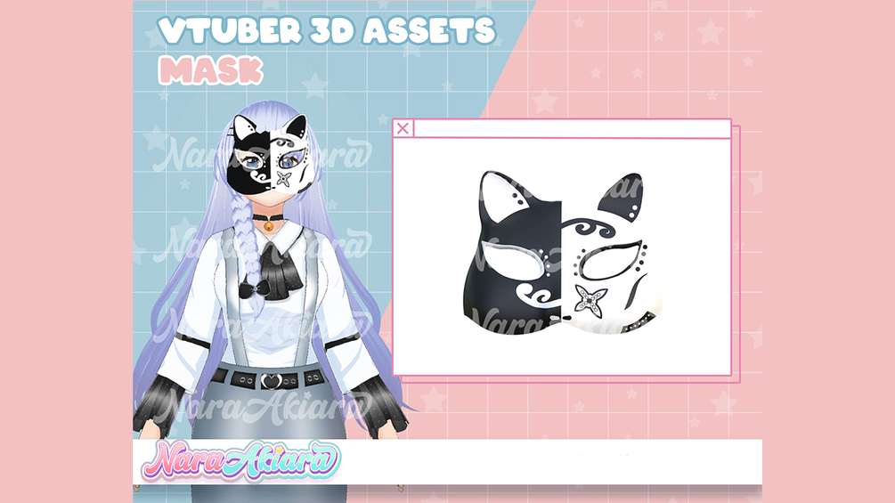 3D Vtuber Assets Mask V15 vroid commission, 3D assets ready to use ...