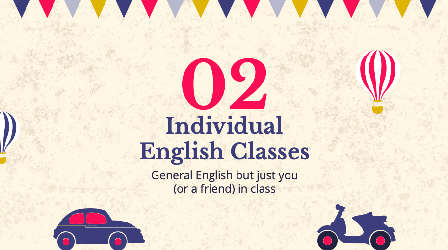 Individual General English Class (1 student, 24 hours)
