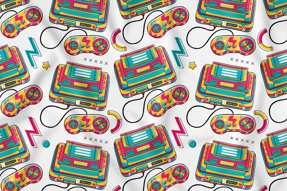 90's Vibe Nintendo Classic Console Seamless Pattern