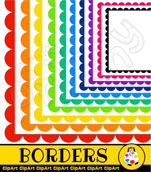 Scallop Borders - Commercial Use Clip Art Set