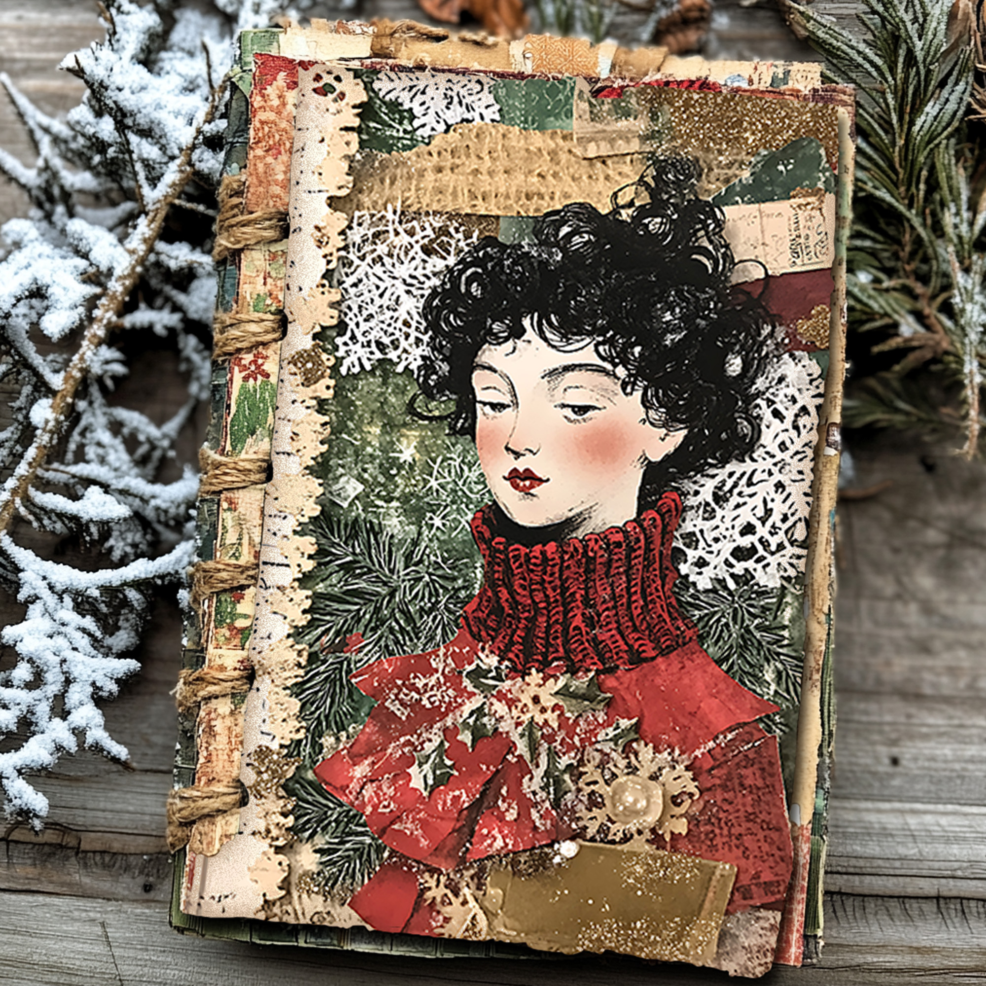 18 pc Christmas People Art Collage Printable Junk Journal Half Papers ...