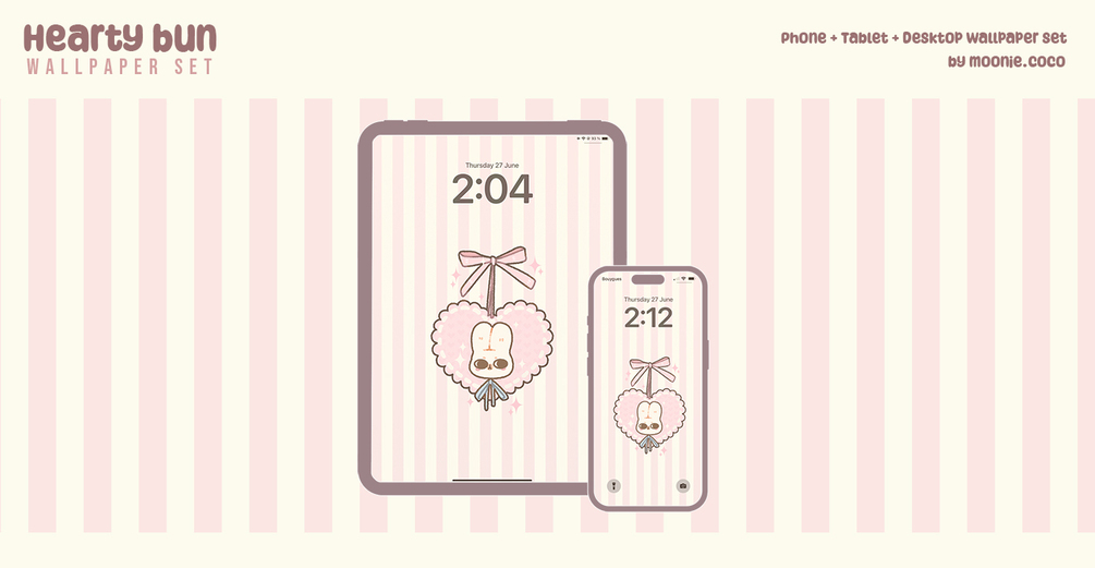 Hearty bun Wallpaper set - Bubblegum Pink