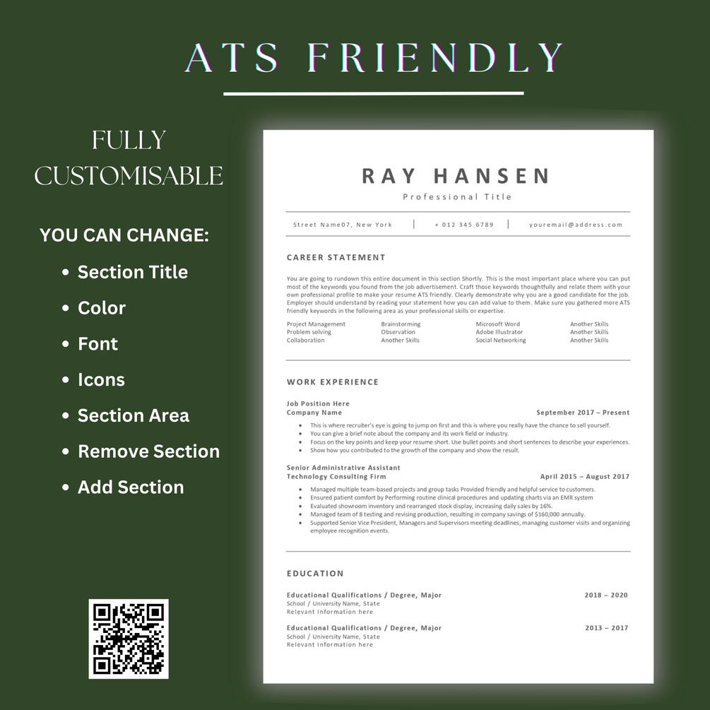 Word Resume Template Ats Friendly Google Docs Resume Template Cv ...