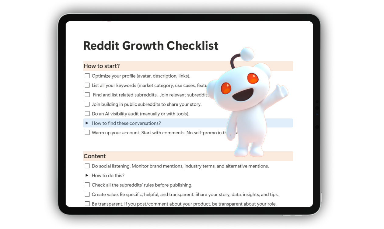 Reddit Growth Checklist