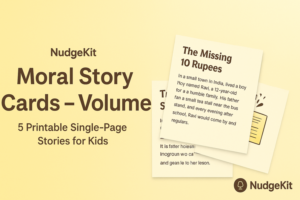 NudgeKit Moral Story Cards – Volume 1 (Printable Single-Page Stories ...