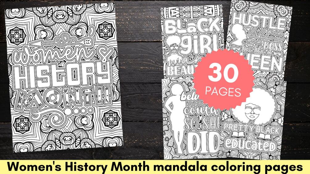 Mindfulness Women's history month Quotes mandala Coloring Pages Activities