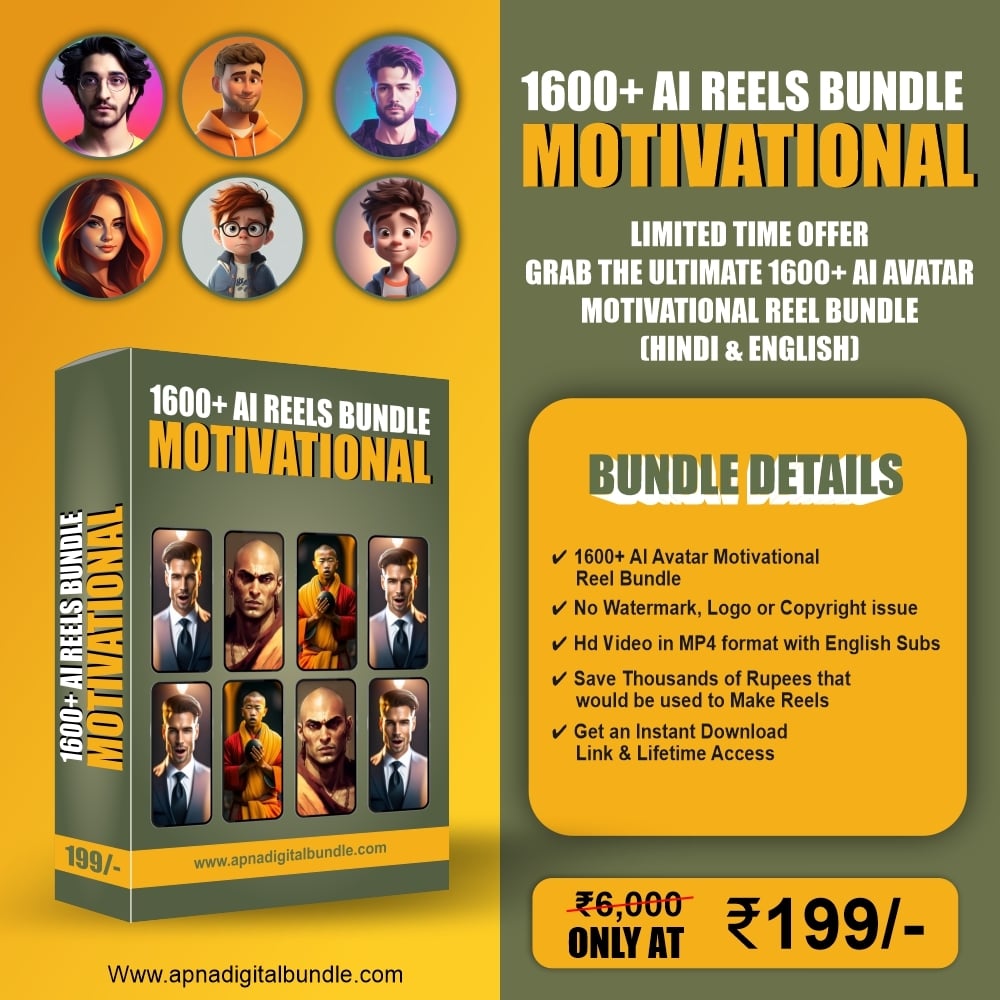 1600+ Ai Avatar Reels Bundle Hindi English