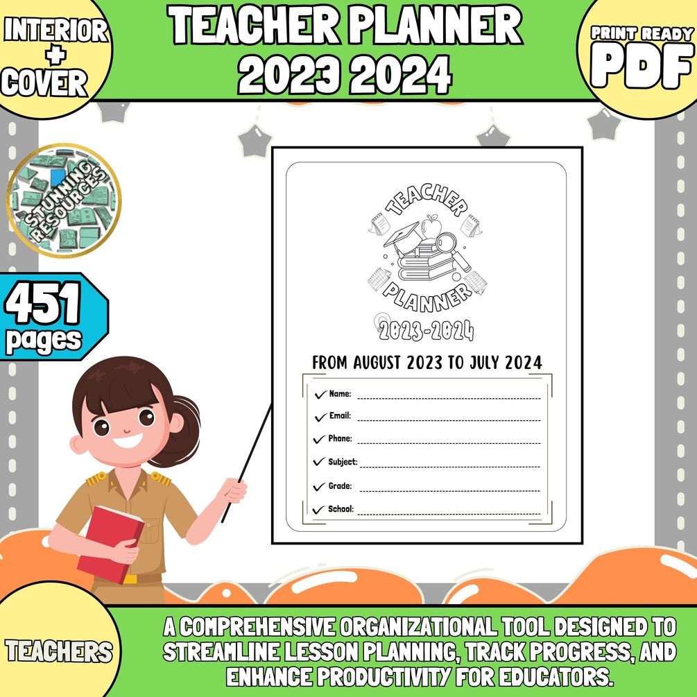 Teacher Planner 2023 2024 | Back To School Teachers Planner | Lessons ...