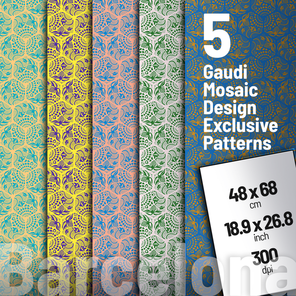 5 Gaudí Mosaic Design Exclusive Patterns - Made in Barcelona