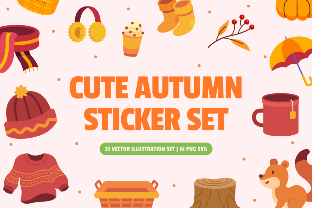 Cute Autumn Sticker Set