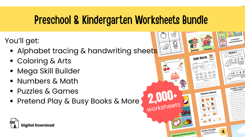 Preschool & Kindergarten Worksheets Mega Bundle (2,000+ Printable ...