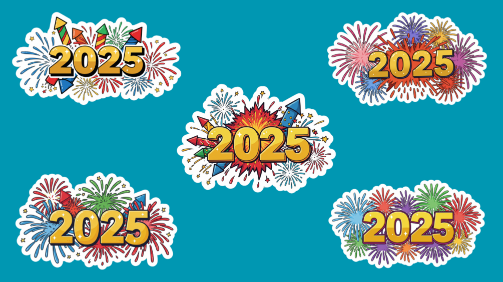 2025 Festive Stickers - Fireworks and New Year Joy