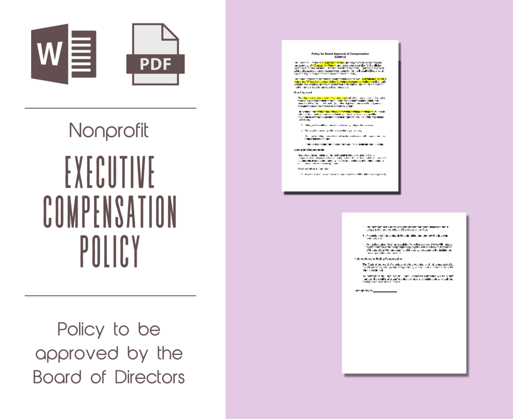 Executive Compensation Policy Sample | Policy to be approved by the ...
