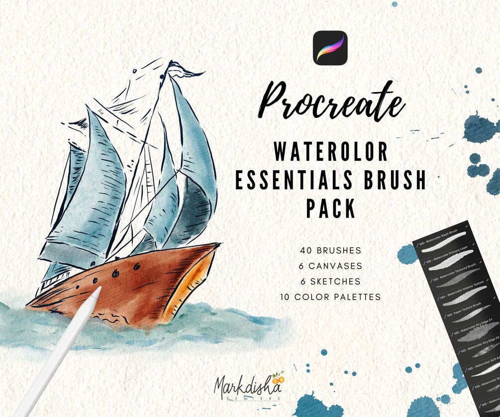 Realistic Watercolor Brushes for Procreate - Realistic Procreate Brushes - iPad Brushes ...