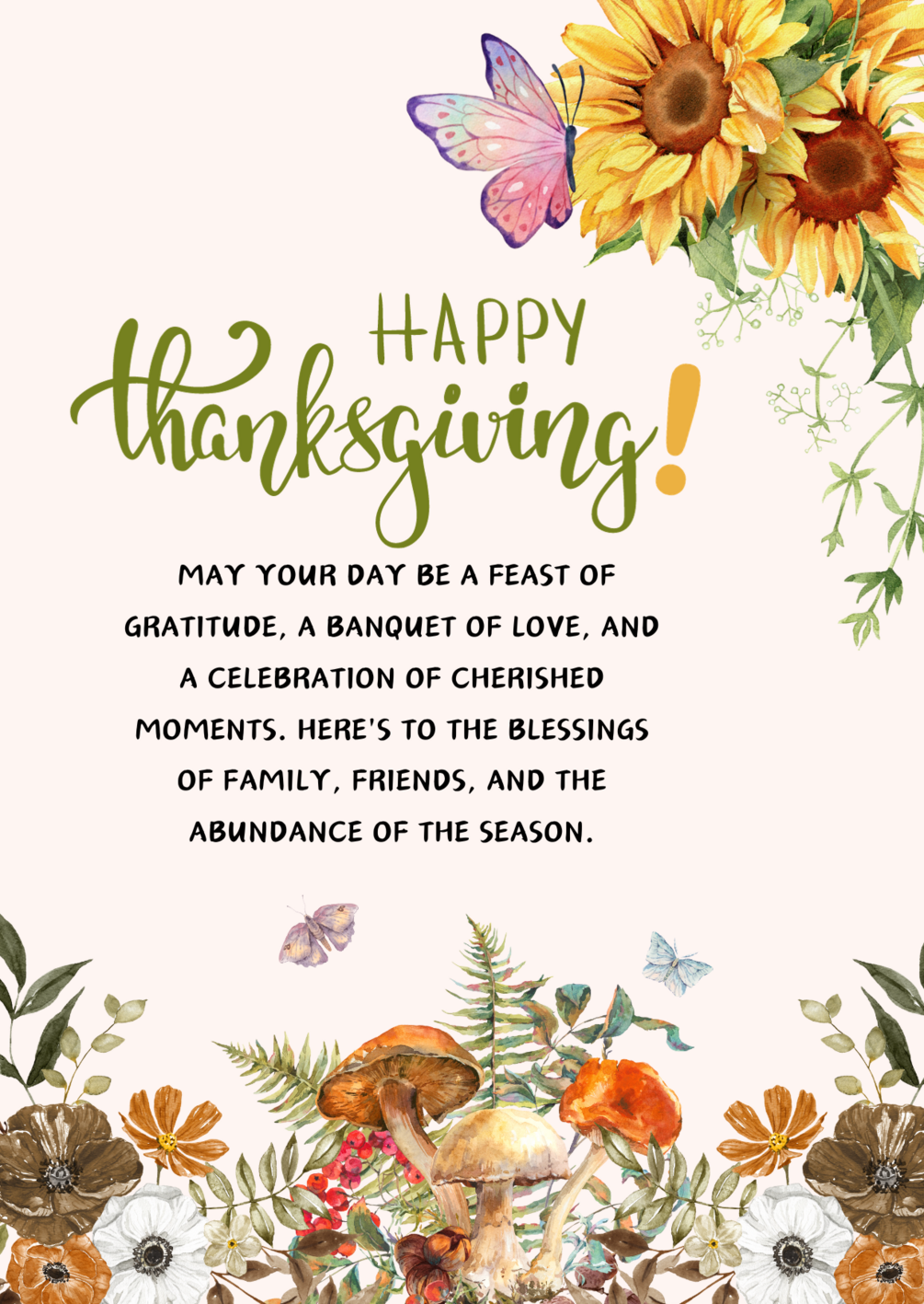 Digital Printable Thanksgiving Greeting Card