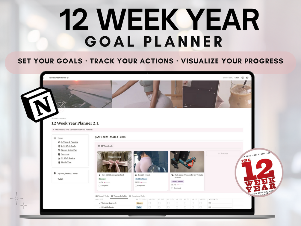 12 Week Year Notion Goal Planner Template 2025