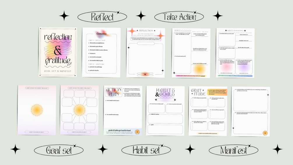 Monthly Reflection & Gratitude Guide: Goal set & Manifest (print version)