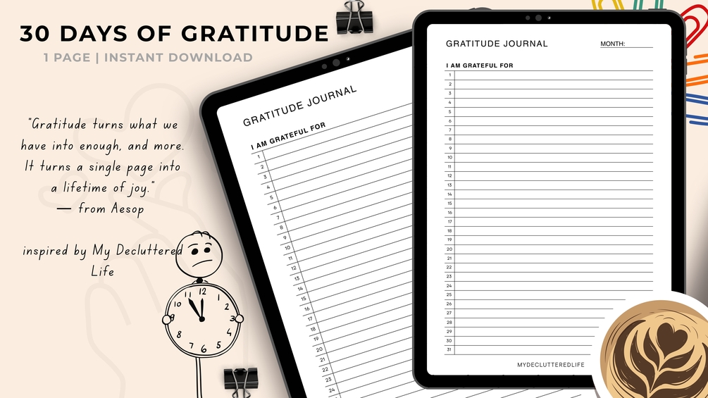30 Days of Gratitude Living Journal