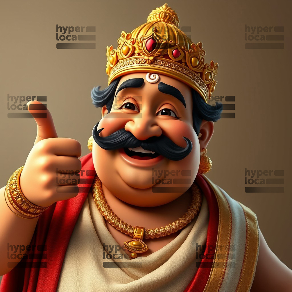 Vibrant Maveli Mahabali Stock Illustration - Onam Festival Art _q9