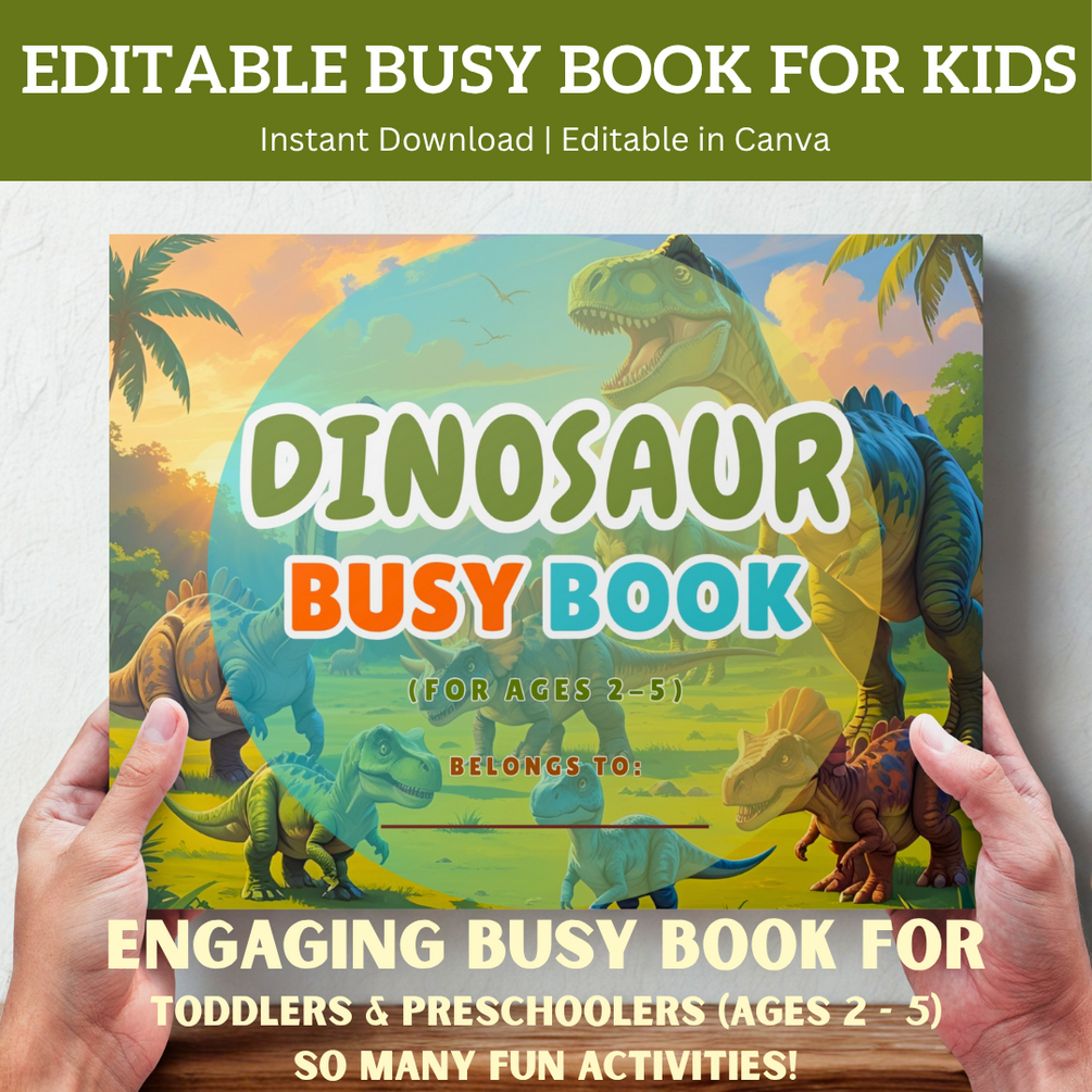 Dinosaur Theme Busy Book for Toddlers (Ages 2 to 5) - Canva Editable ...