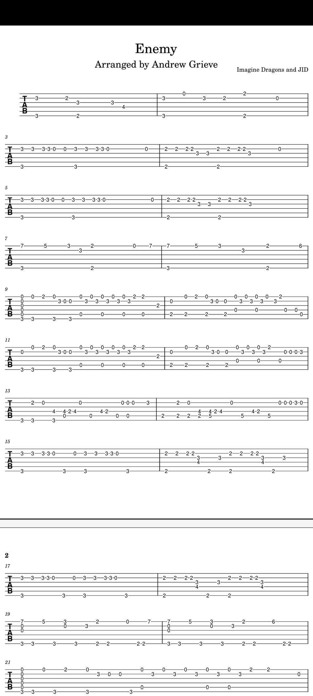 Enemy - Imagine Dragons (Arcane) Tab