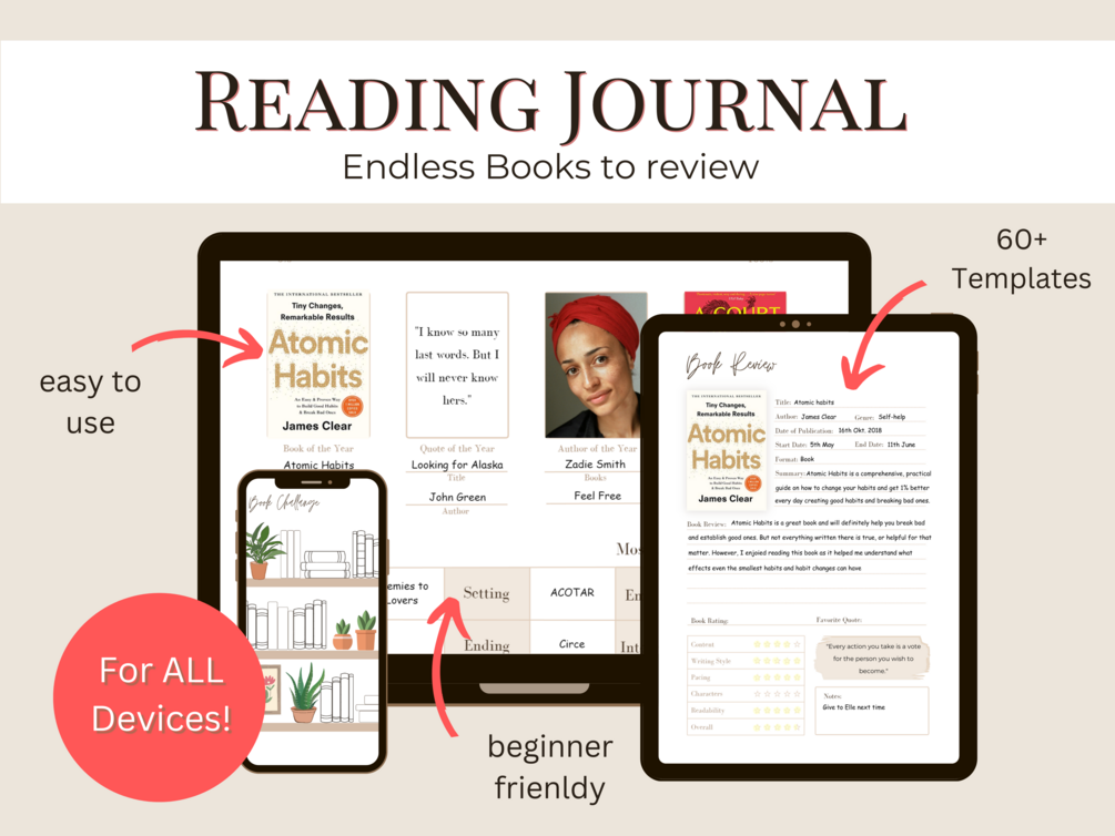 Digital Reading Journal | Digital Reading Planner| Reading Tracker ...