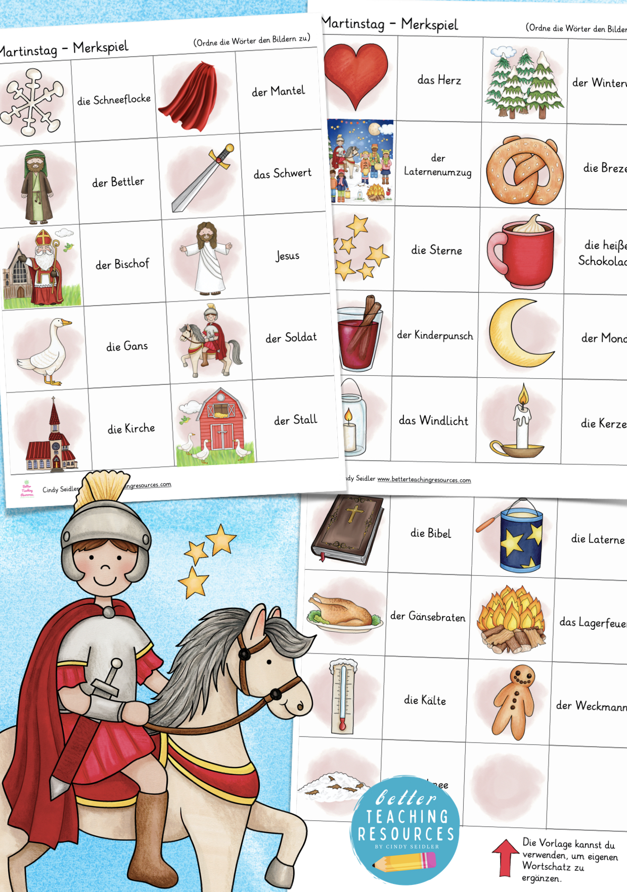 German traditional holiday vocabulary game Deutsch Martinstag Spiel