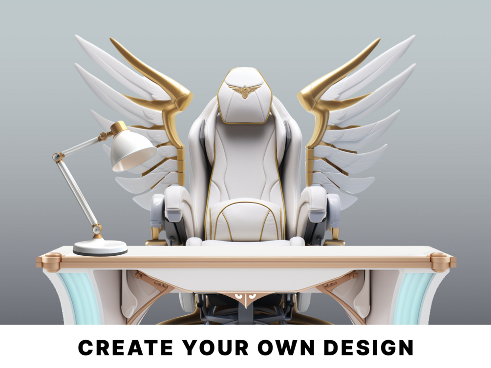 VTUBER Angelic KIT - White and Gold - Chairs, desk, lamp - Twitch ...