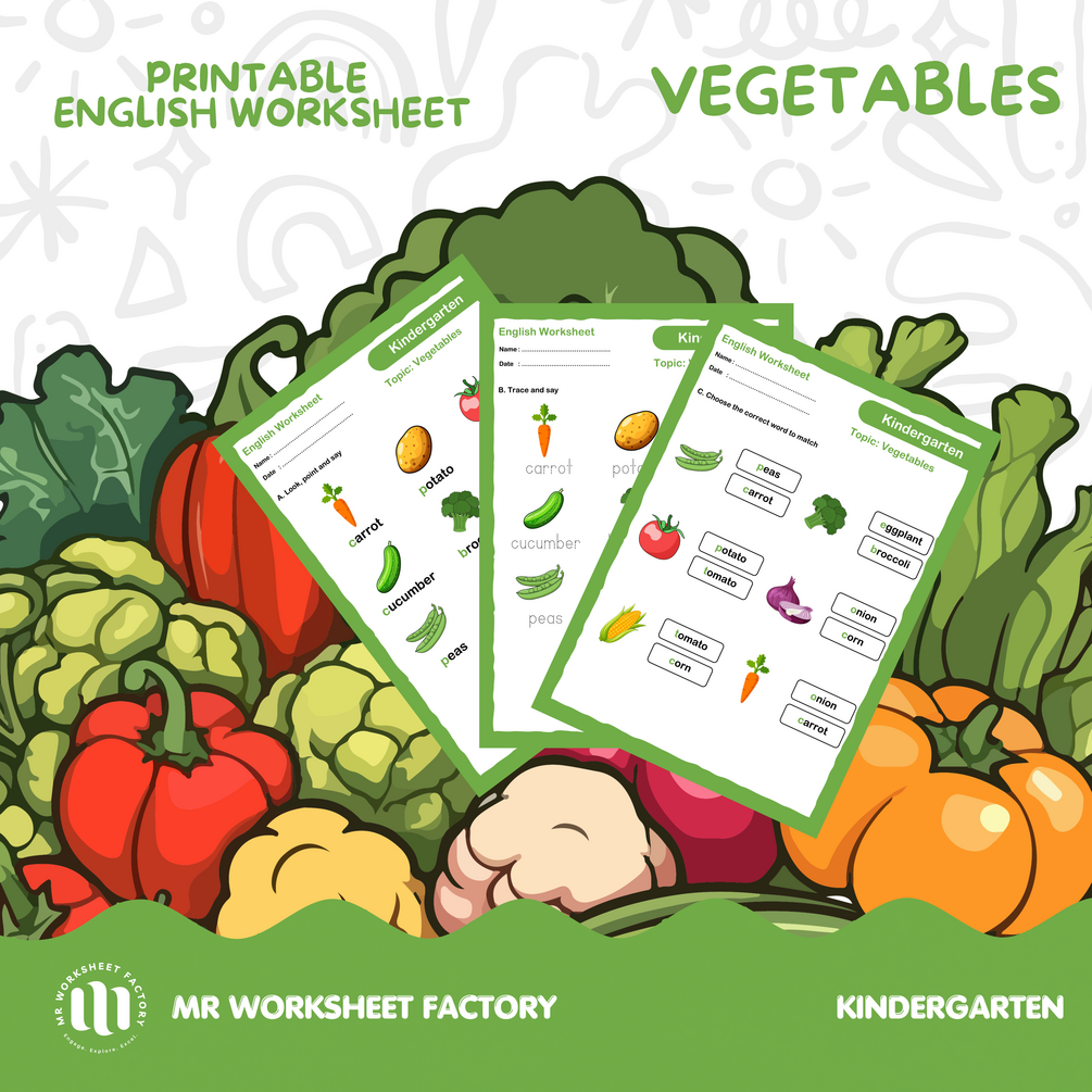 Vegetables Worksheets for Kindergarten - 5 Fun and Engaging Pages