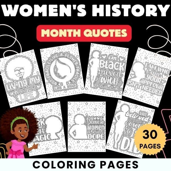 Women's history month Coloring Pages Sheets - Fun Womens Day Activities